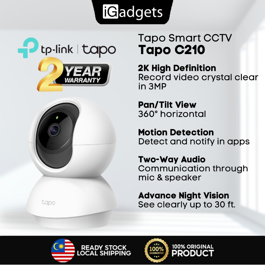 TP-Link Tapo C210 CCTV Pan/Tilt Home Security Wi-Fi Camera | Shopee Malaysia
