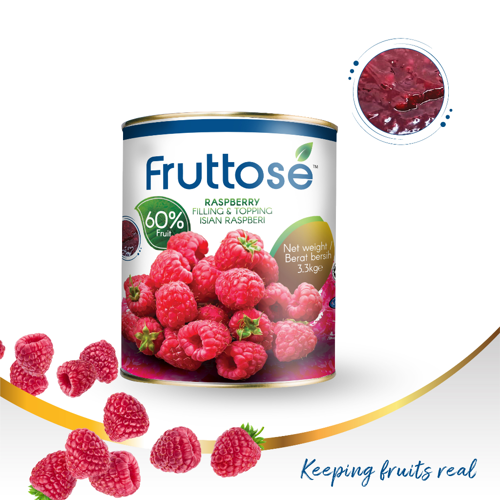 Fruttose Raspberry Filling & Topping 60% 3.3KG (Pastry , cakes filling /fruit in Canned)HALAL ...