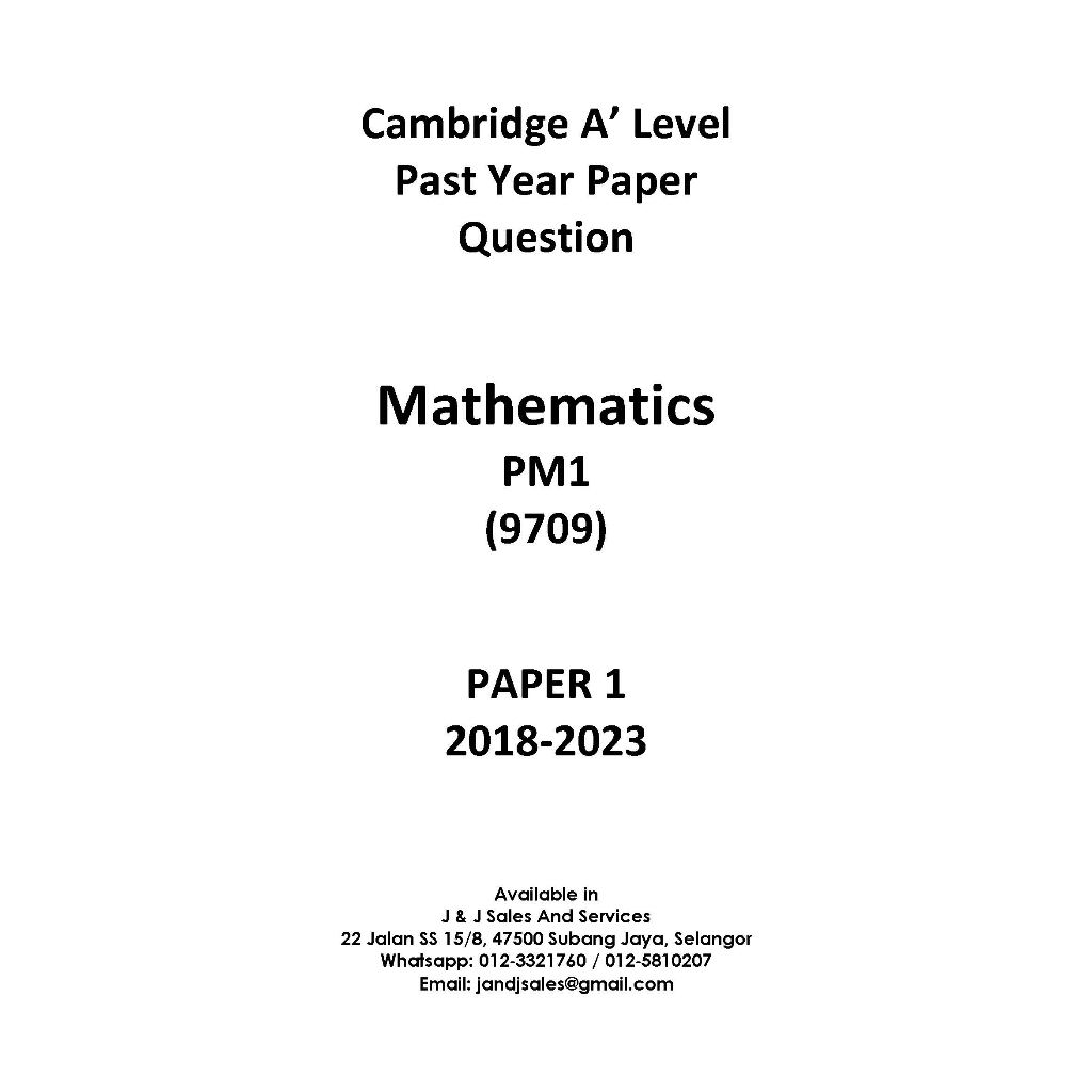 A Level Mathematics (9709) Past Year Paper 2018-2024 | Shopee Malaysia