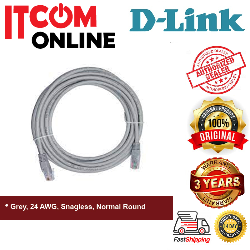 D-LINK CAT5E PATCH CORD CABLE 1M 2M 3M 5M 10M 15M (NCB-5EUGRYR1) GREY ...