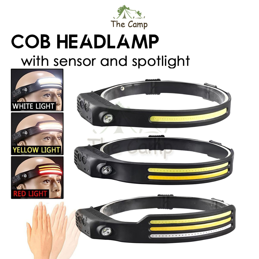 COB Headlamp with Motion Sensor USB LED Spotlight Camping Outdoor ...