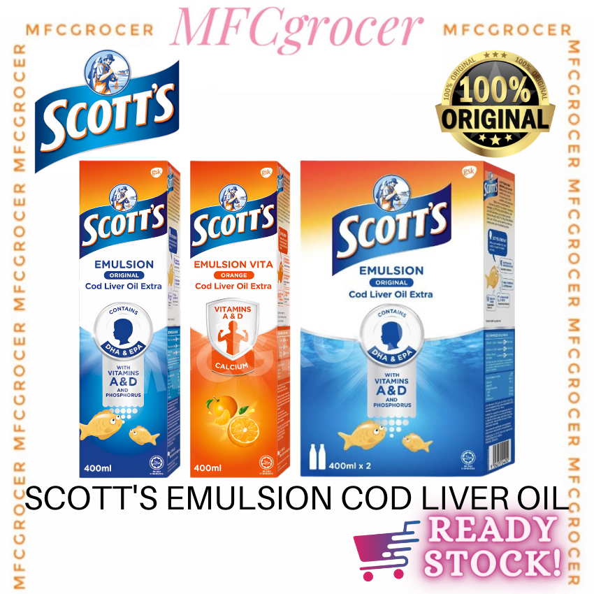 SCOTT'S Emulsion (Original / Orange) Cod Liver Oil Extra (400ml / 400ML ...