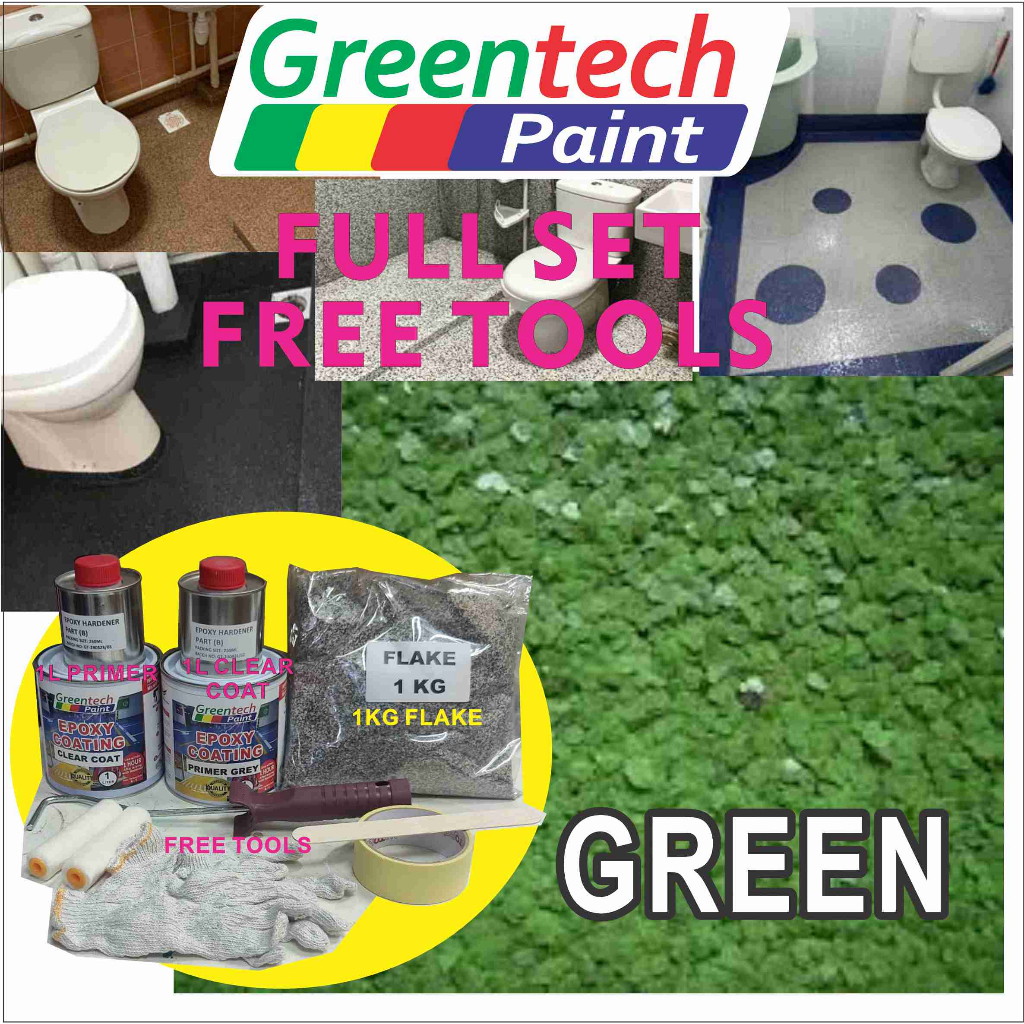 FULL SET FLAKE Epoxy Colour Flake Coating Toilet Floor Tile Waterproof ...