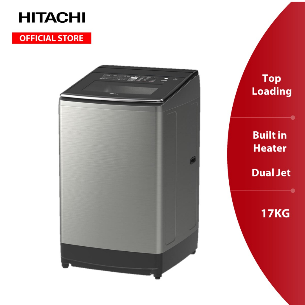 Hitachi Washing Machine Top Loading Dual Jet Heater - Silver (17kg) SF ...