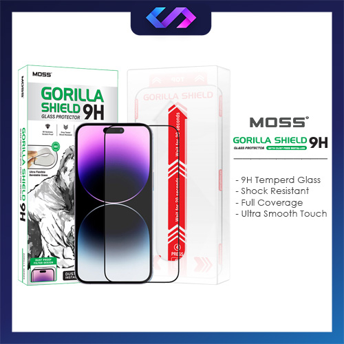 MOSS Gorilla Shield 9H Tempered Glass Screen Protector with Dust Free ...