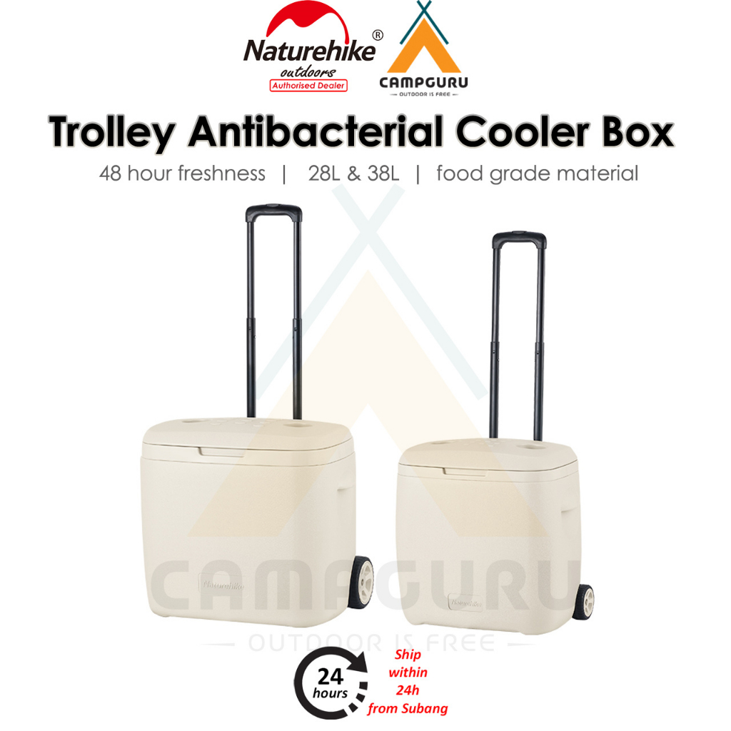 Naturehike Antibacterial Trolley Cooler Box with Wheel 48hour Camping ...