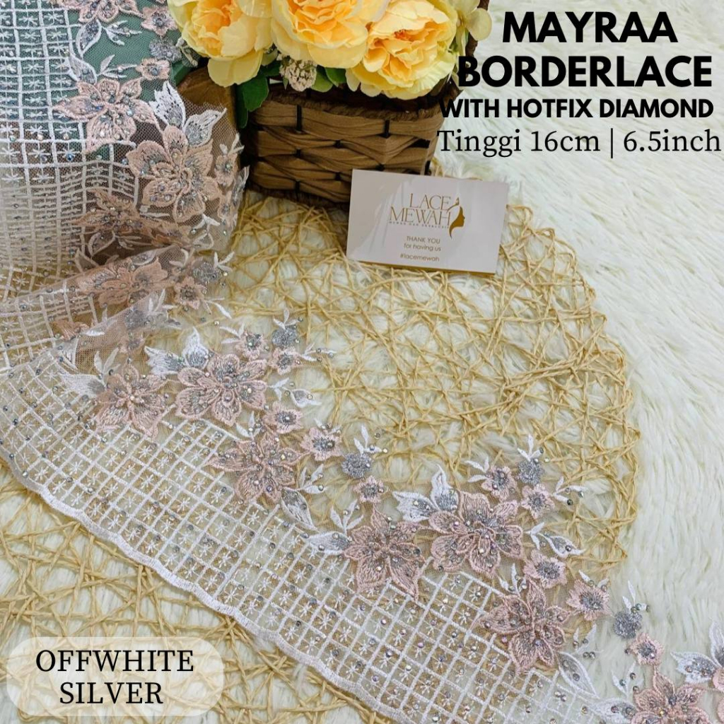 MAYRAA BORDERLACE MAYRAA SERIES HOTFIX DIAMONDS 16 CM LACE BAJU KURUNG ...