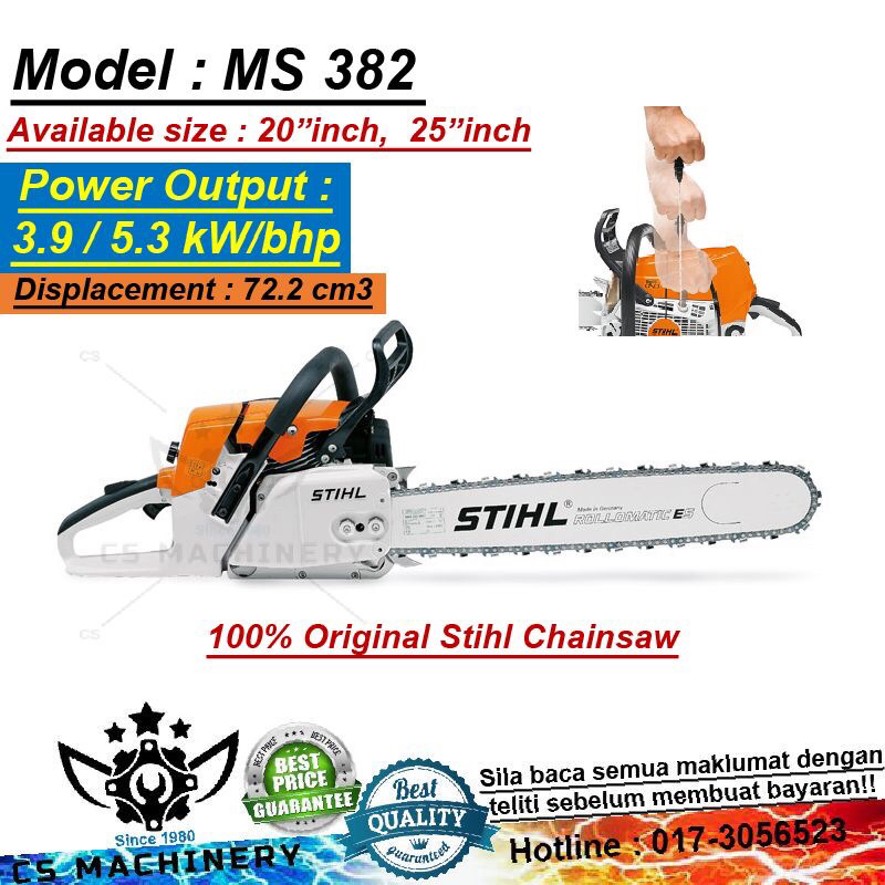 [100% ORIGINAL Made in Brazil🔥] STIHL Chainsaw MS382 (20” or 25” Guide ...