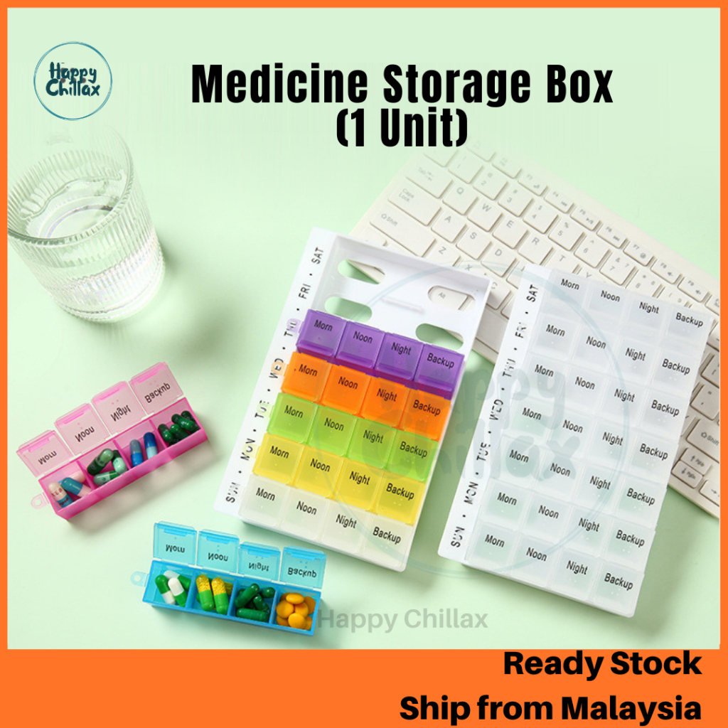 7 Days Pill Container Box Storage Box 7x4 Organizer/Kotak Bekas Pill ...