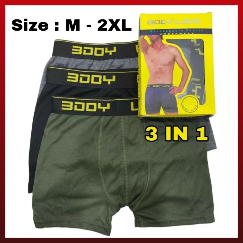 [Ready stock] Body Love Men boxer 3 pcs In 1 box (M-2XL) | Shopee Malaysia