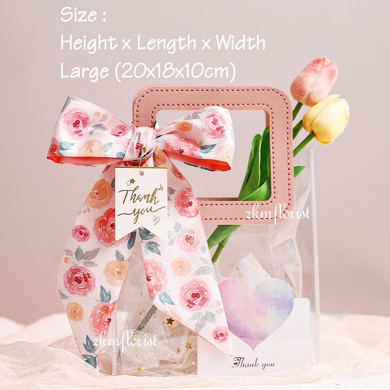 TRANSPARENT PAPER BAG BEG Tote Paper Plastic PVC Flower Bouquet Bunga ...