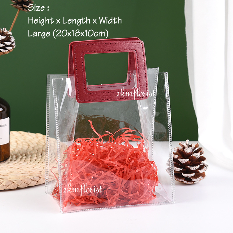 TRANSPARENT PAPER BAG BEG Tote Paper Plastic PVC Flower Bouquet Bunga ...