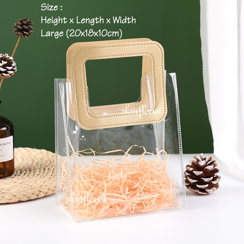 TRANSPARENT PAPER BAG BEG Tote Paper Plastic PVC Flower Bouquet Bunga ...