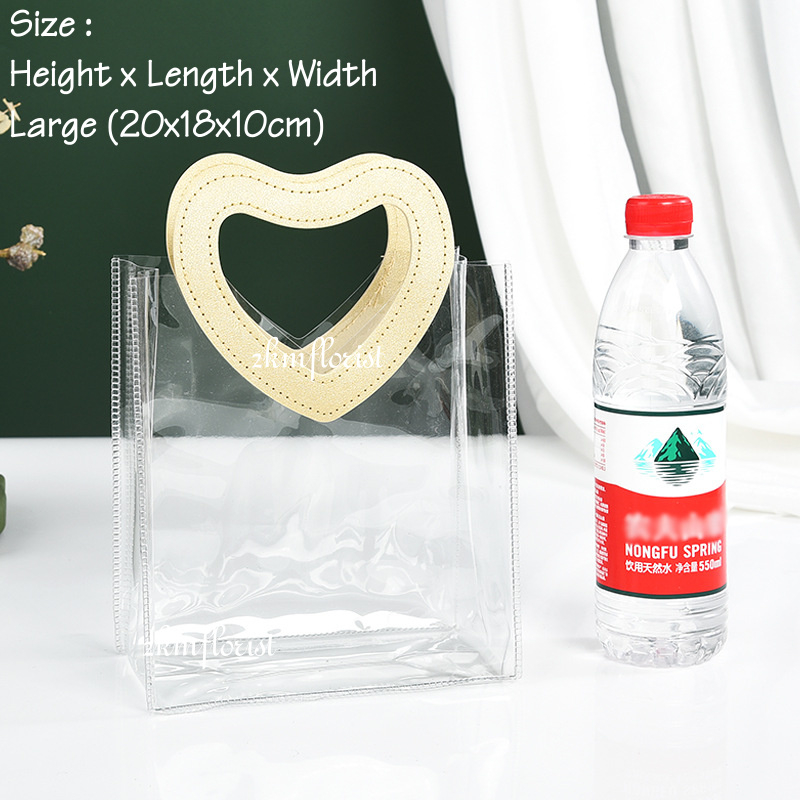 TRANSPARENT PAPER BAG BEG Tote Paper Plastic PVC Flower Bouquet Bunga ...