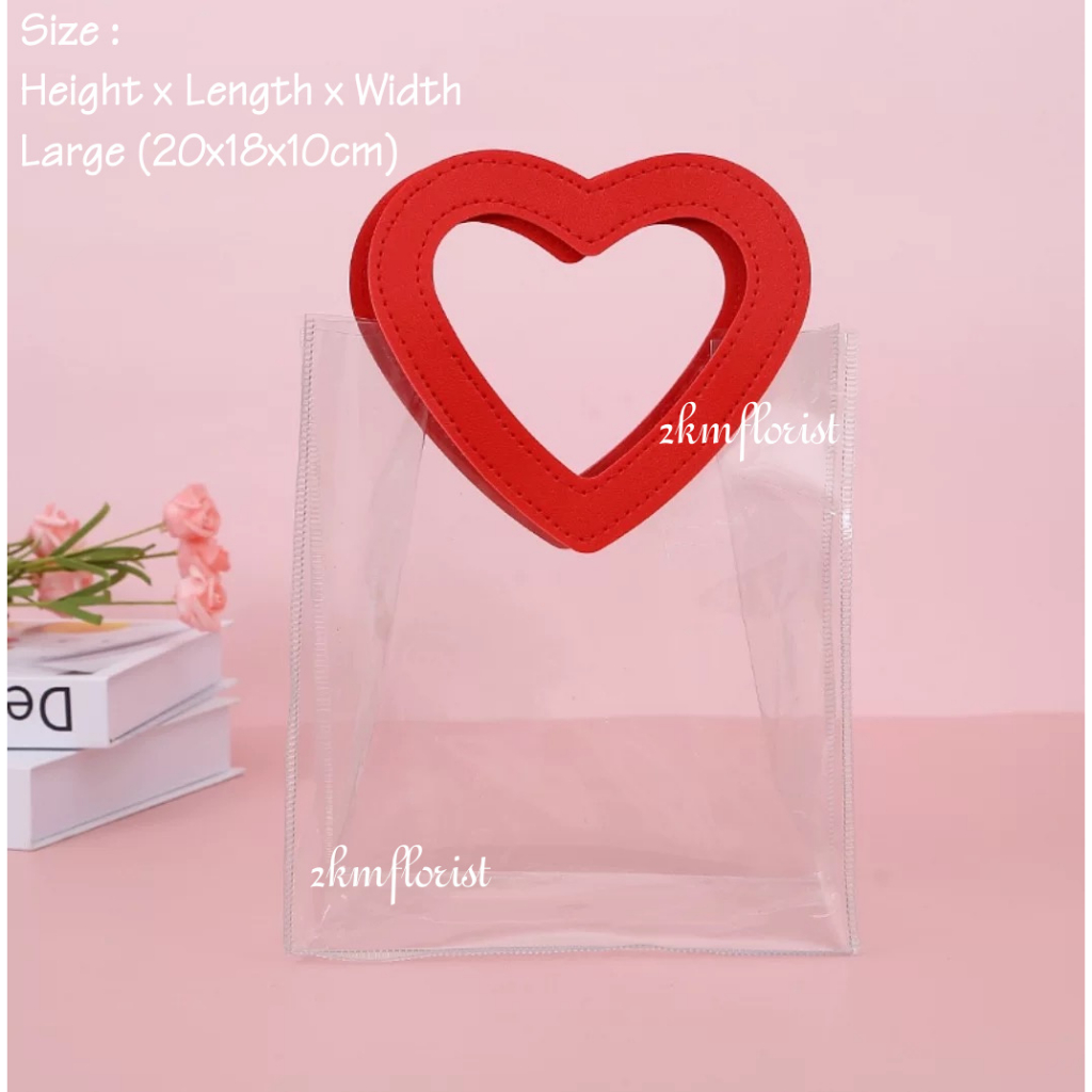 TRANSPARENT PAPER BAG BEG Tote Paper Plastic PVC Flower Bouquet Bunga ...