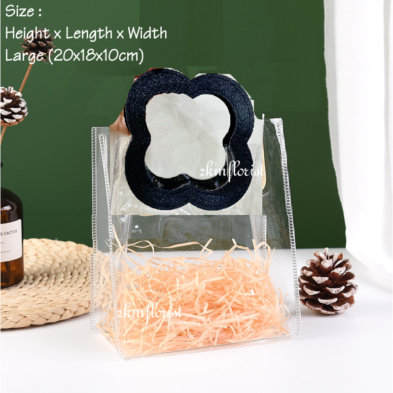 TRANSPARENT PAPER BAG BEG Tote Paper Plastic PVC Flower Bouquet Bunga ...