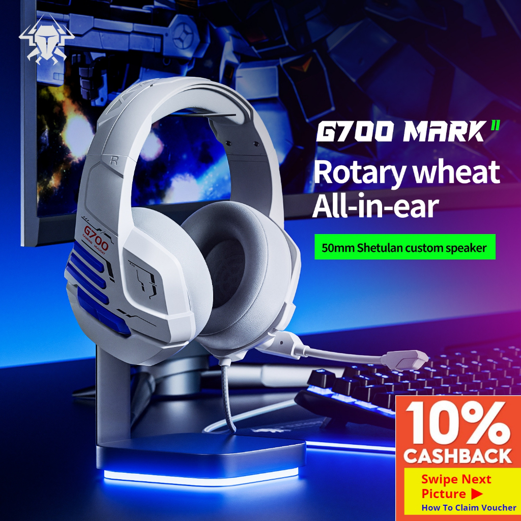 Plextone G700 Mark II Gaming Cyborg Headset Foot Step Long Mic Mute ...