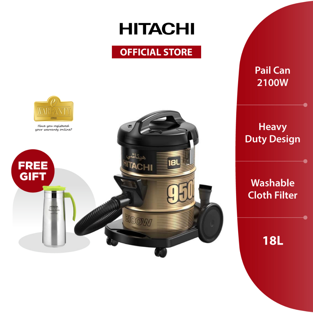 Hitachi Vacuum Cleaner Pail Can 2100W 18L (Black) (CV-950F BK) | Shopee Malaysia
