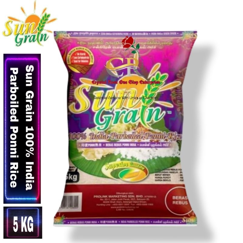 Sun Grain 100% India Parboiled Ponni Rice/Beras Rebus Ponni-5kg ...