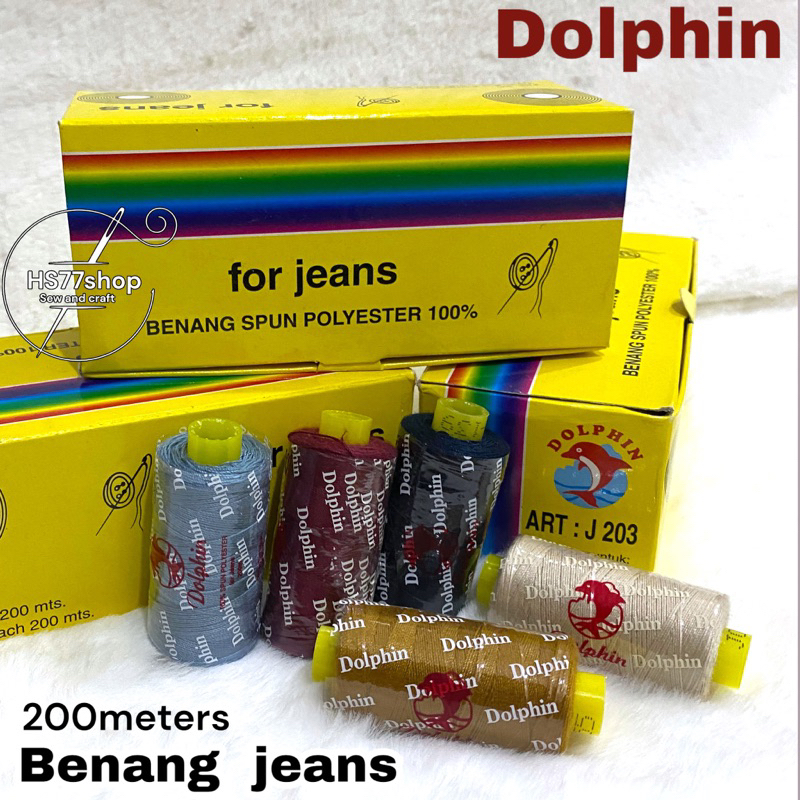 [ 200meters dolphin ] benang jeans/ jeans thread/ benang jahit jeans ...