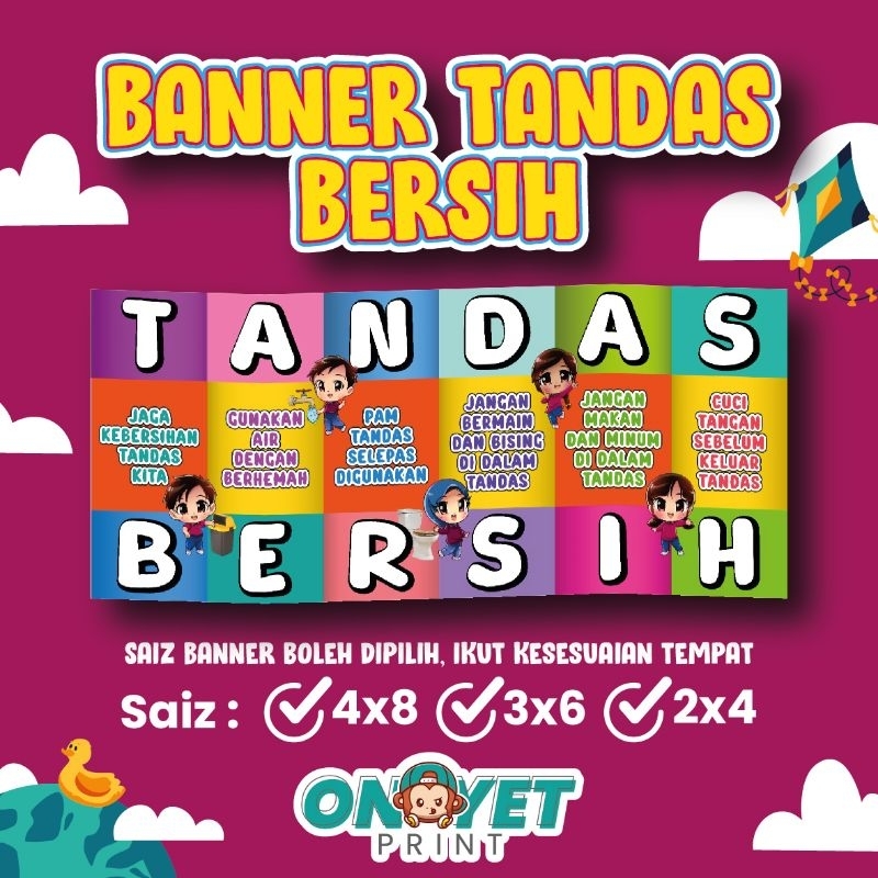BANNER KECERIAAN TANDAS!! BOLEH TUKAR KARTUN (SEKOLAH & TABIKA ...