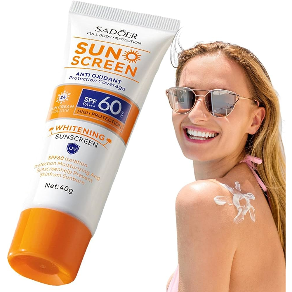 SADOER SPF60+ PA+++ Sunscreen Cream Anti-Sweat Refreshing Non-Greasy Sunblock 40g | Shopee Malaysia