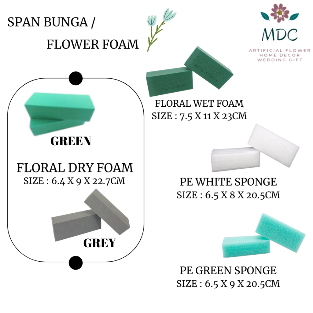 SPAN BUNGA / FLOWER FOAM /SPAN KERING / GABUS BUNGA /DRY FOAM/WET FOAM ...