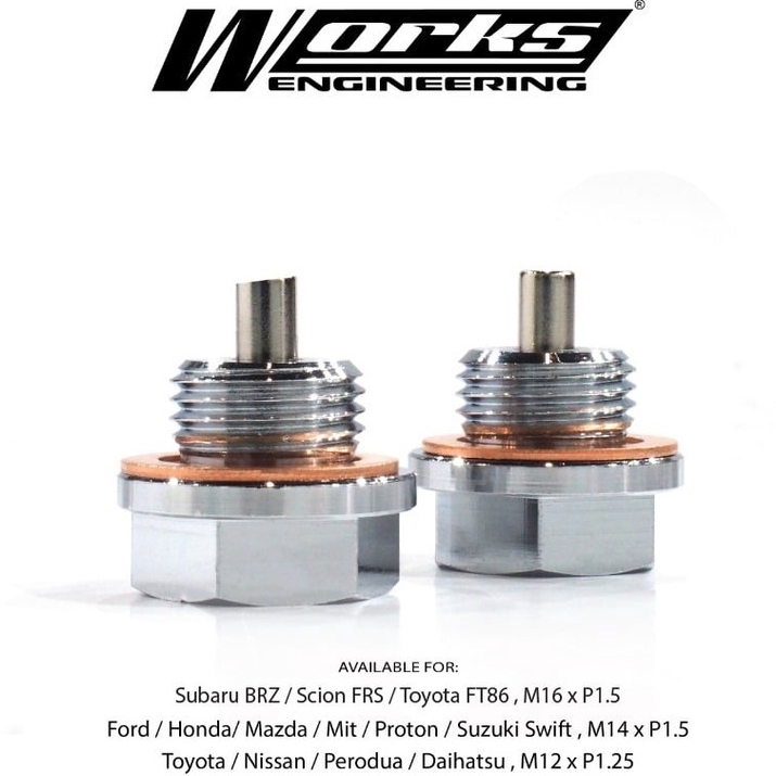 WORKS Magnetic Oil Sump Nut - Honda / Mitsubishi / Proton - Works Engineering Oil Drain Nut M14 ...