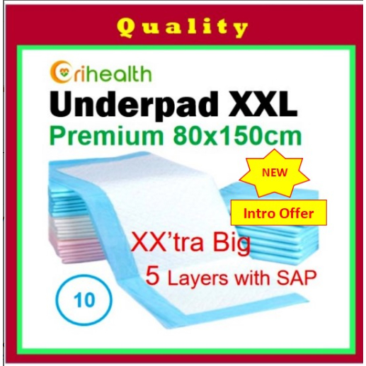 Orihealth Underpad disposable for Adult 80cm x 150cm XXL 5PLY NO ...