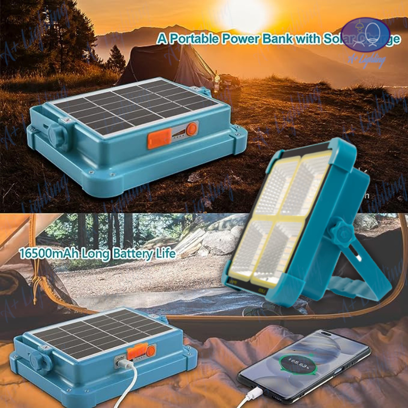 200W LED PORTABLE SPOTLIGHT SOLAR/USB RECHARGE POWER BANK LED WORK ...
