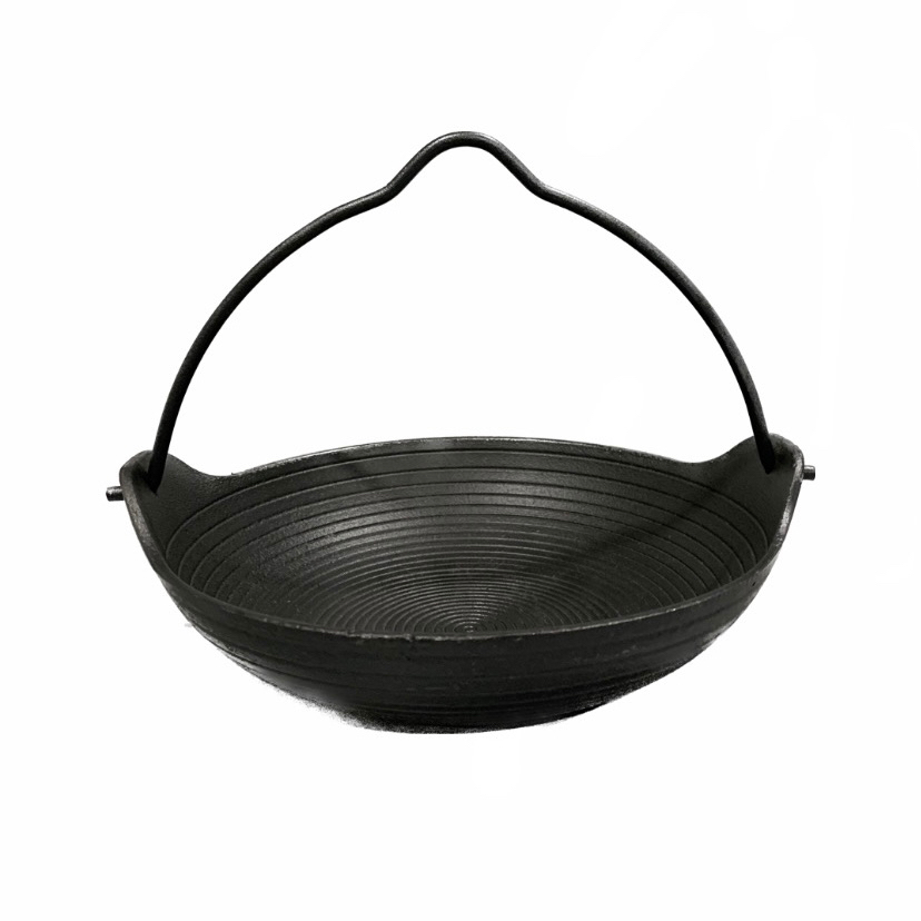 Old-Fashioned Thick Cast Iron Wok Hanging Handle Dry Stew Pot Japanese ...