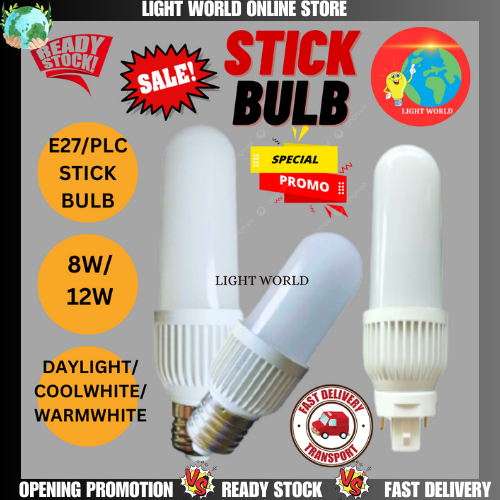 🔥PROMO🔥LED BULB 8W/12W E27 PLC 12W LED Stick Bulb Daylight/Coolwhite ...