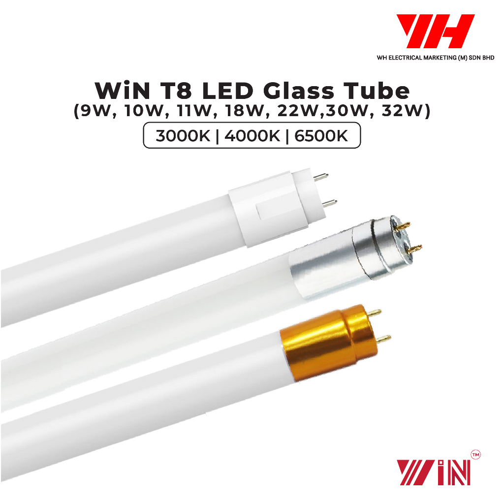 [HIGH QUALITY] 5PCS WIN LED T8 Glass Tube Ceiling Light with SIRIM ...
