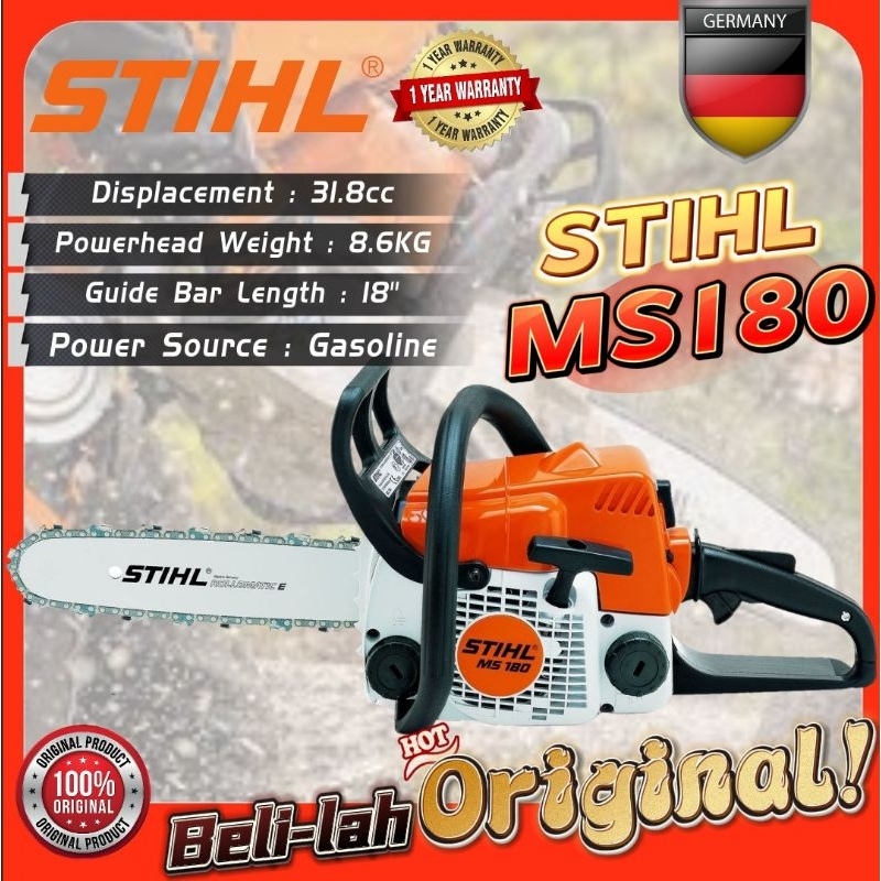 STIHL GERMANY MS180 18" Chain Saw 100% Original Mesin Potong Pokok(GERMANY) | Shopee Malaysia