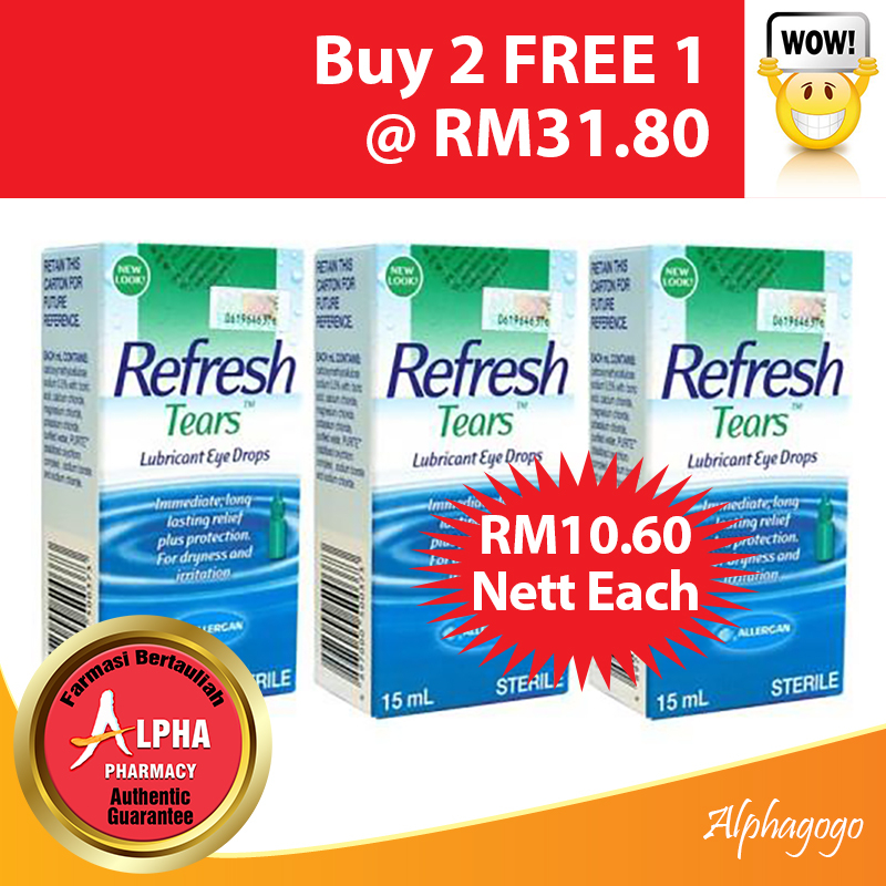 Refresh Tears Lubricant Eye Drops 15ml ALLERGAN (15ml / BUY 2 FREE 1 ...