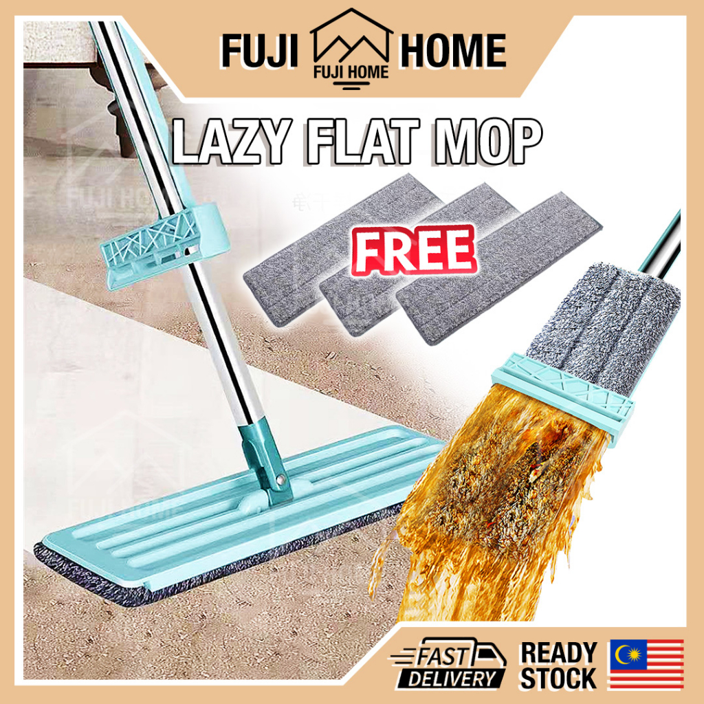 🏠READY STOCK🏠NEW Self-Wash Lazy Mop Squeeze Dry Flat Mop Hands Free Mop ...
