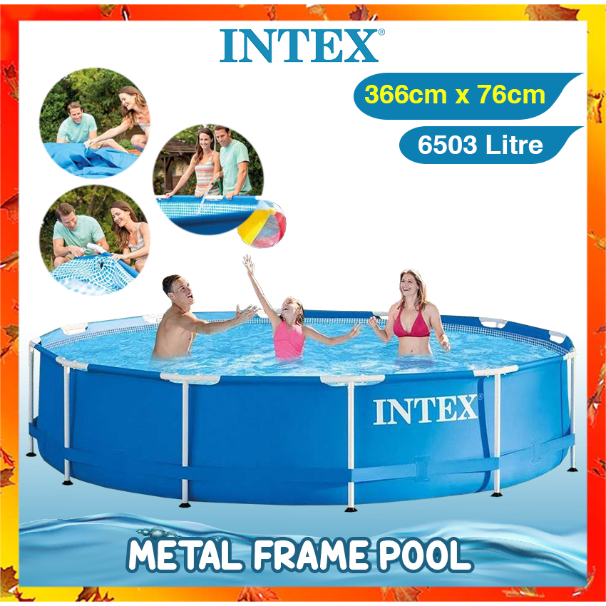 INTEX 28210 Metal Frame Round Pool Swimming Pool Steel Bracket Water ...