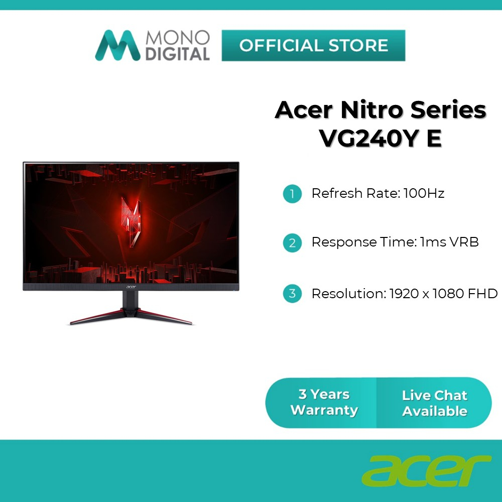 Acer Nitro Series 23.8" VG240Y E IPS Gaming Monitor (1920x1080 / 100Hz ...