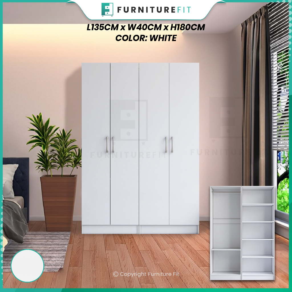 [COMBO] FurnitureFit 2+2 Door Wardrobe With Shelf | Almari 4 pintu ...