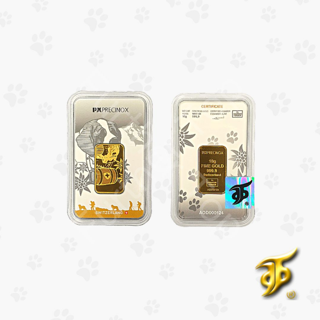 Gold Bar ( 10g ) 999.9 PX Swiss LBMA - SAINT BERNARD【Emas｜足金牌｜小金条 ...