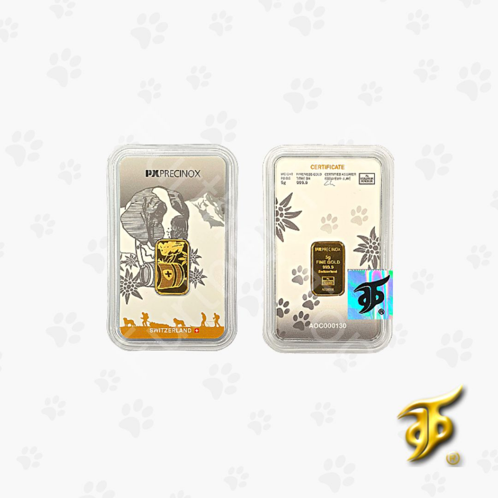 Gold Bar ( 5g ) 999.9 PX Swiss LBMA - SAINT BERNARD【Emas｜足金牌｜小金条 ...