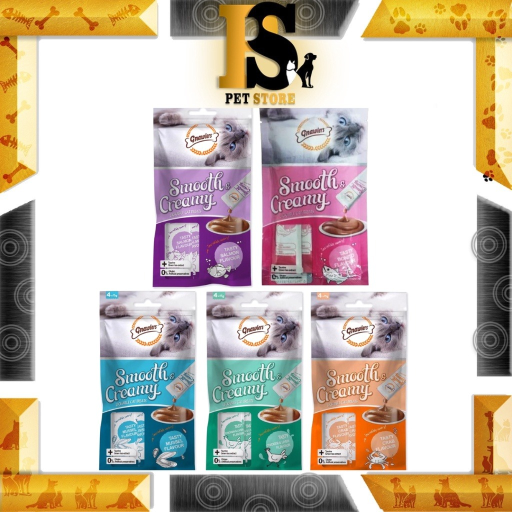 Gnawlers Smooth & Creamy Lickable Cat Treats ( 15gm x 4 sticks ) | Shopee Malaysia
