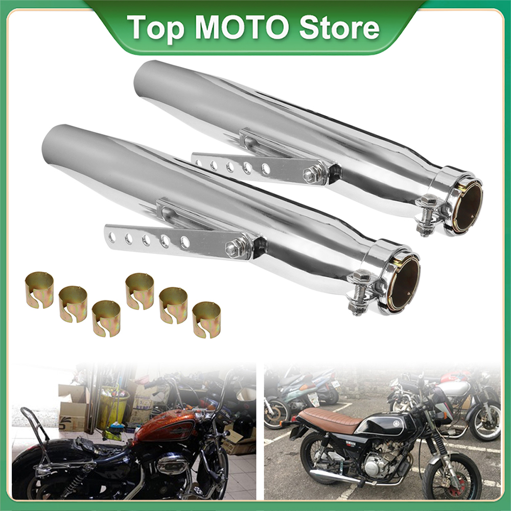 Universal 17'' Motorcycle Exhaust Muffler Pipe Tip Retro Vintage Rear ...