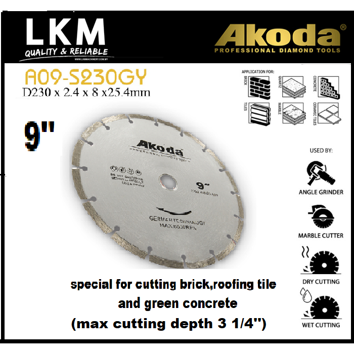 AKODA 9'' UNIVERSAL DIAMOND BLADE DRY (GREY) A09-S230GY | Shopee Malaysia