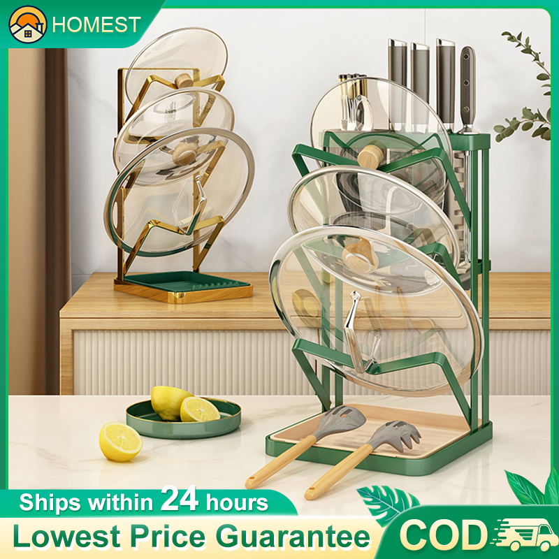 Multi-function Stainless Steel Pot Cover chopboard Rack Kitchen Storage ...