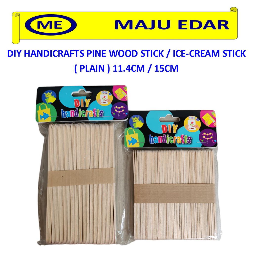 DIY HANDICRAFT PINE WOOD STICK PLAIN/COLOUR 11.4CM/15CM / ICE-CREAM ...