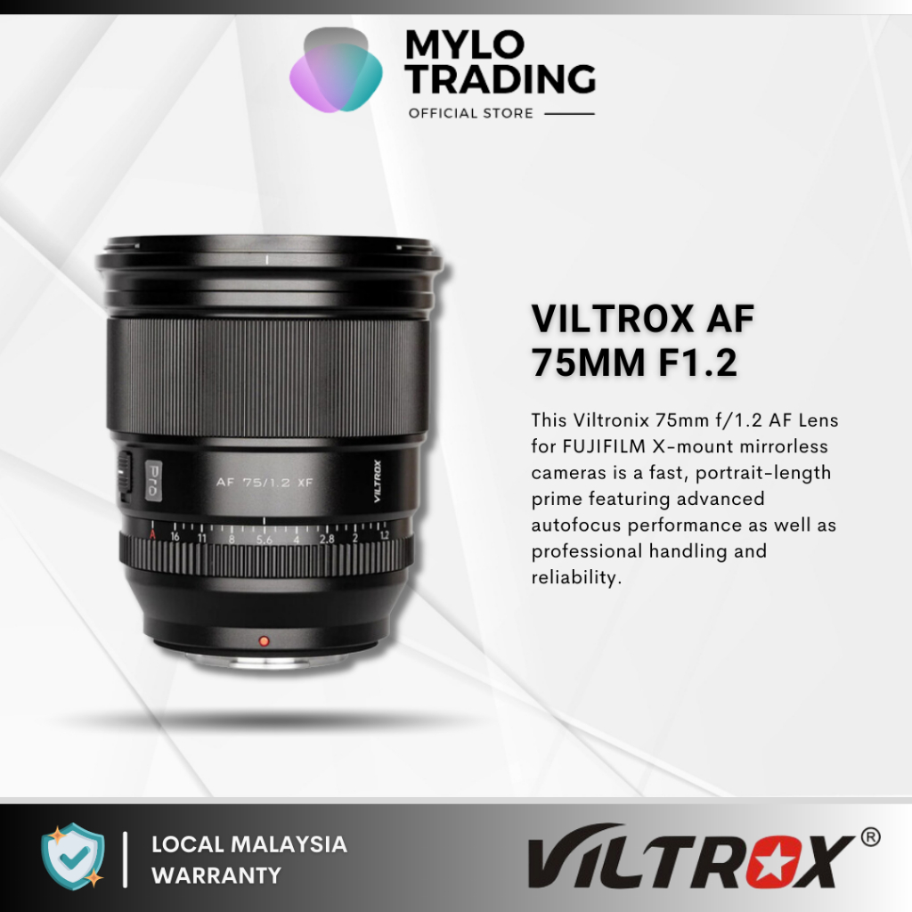 VILTROX AF 75mm F1.2 XF Auto Focus Large Aperture Prime Lens Designed for Fujifilm XF & Nikon Z ...