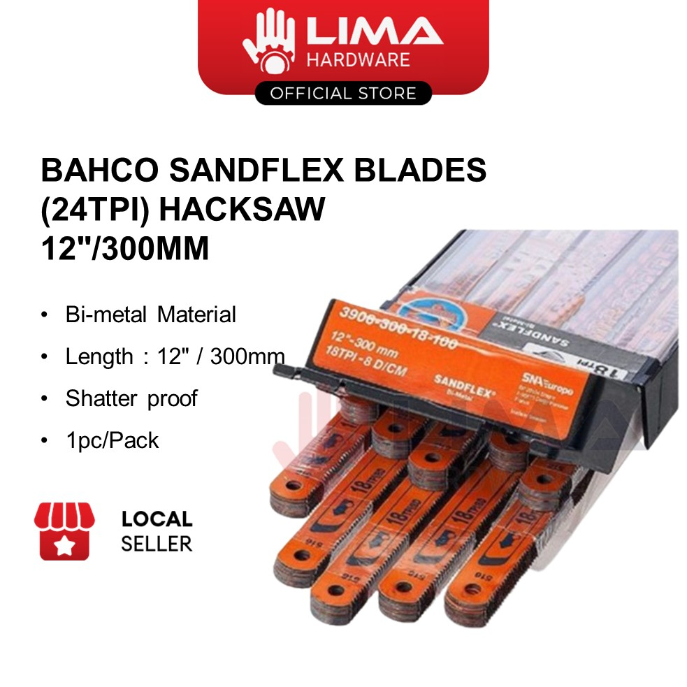 BAHCO Sandflex Hacksaw Blades (24TPI), Bilah Gergaji 锯片 12Inch | Shopee ...