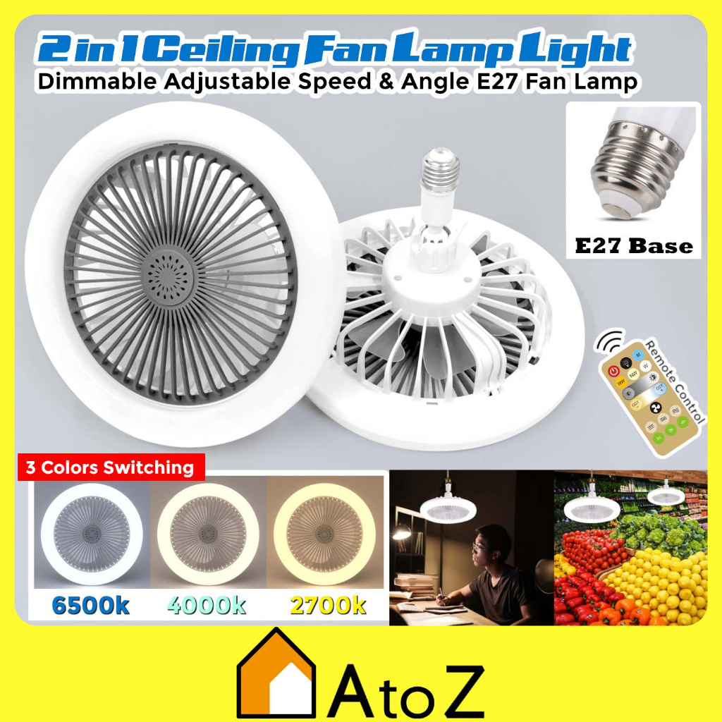 2 In 1 LED Ceiling Fan Lamp Light Bulb Adjustable Angle Speed Dimmable ...