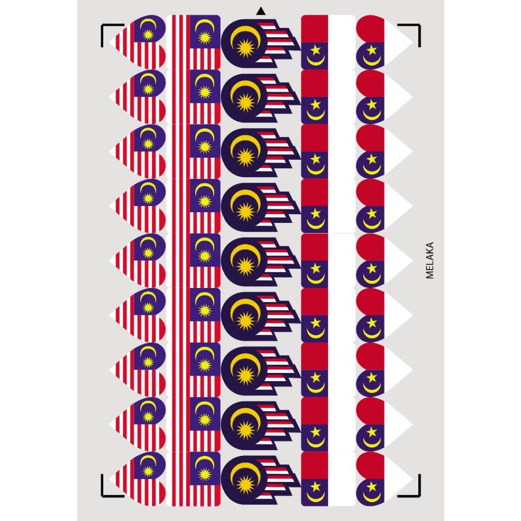 Sticker pipi bendera malaysia dan negeri2 A5 (40pcs) , sticker merdeka ...